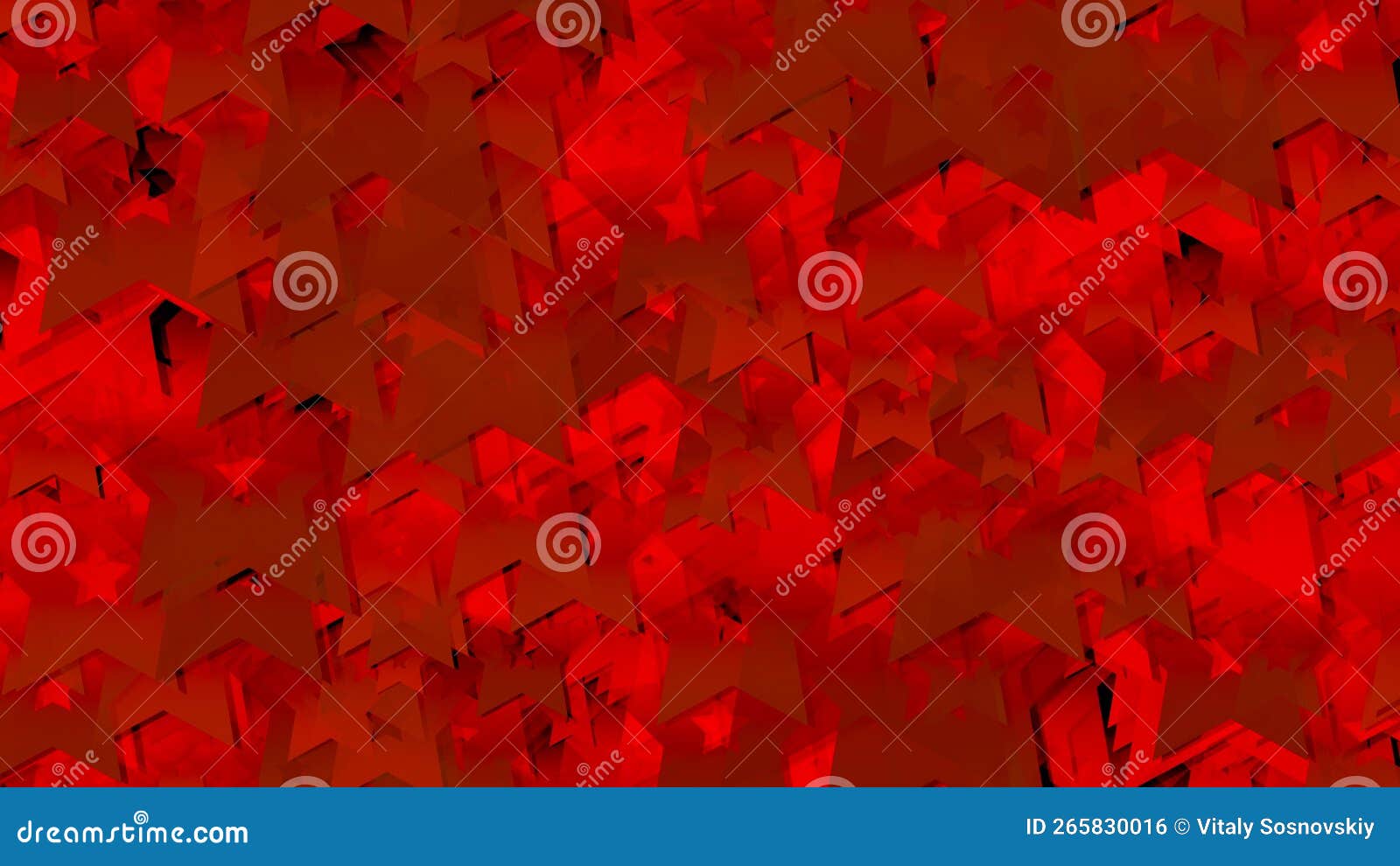 3D Rendering of an Array of Star Shapes. Stars of Different Sizes in ...