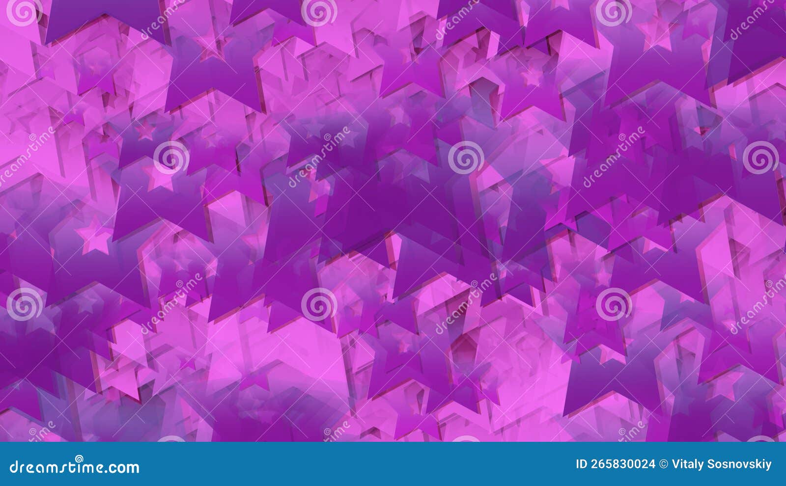 3D Rendering of an Array of Star Shapes. Stars of Different Sizes in ...