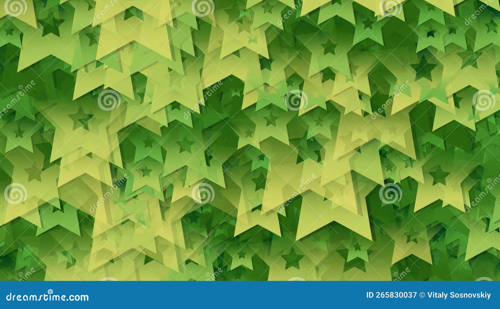3D Rendering of an Array of Star Shapes. Stars of Different Sizes in ...