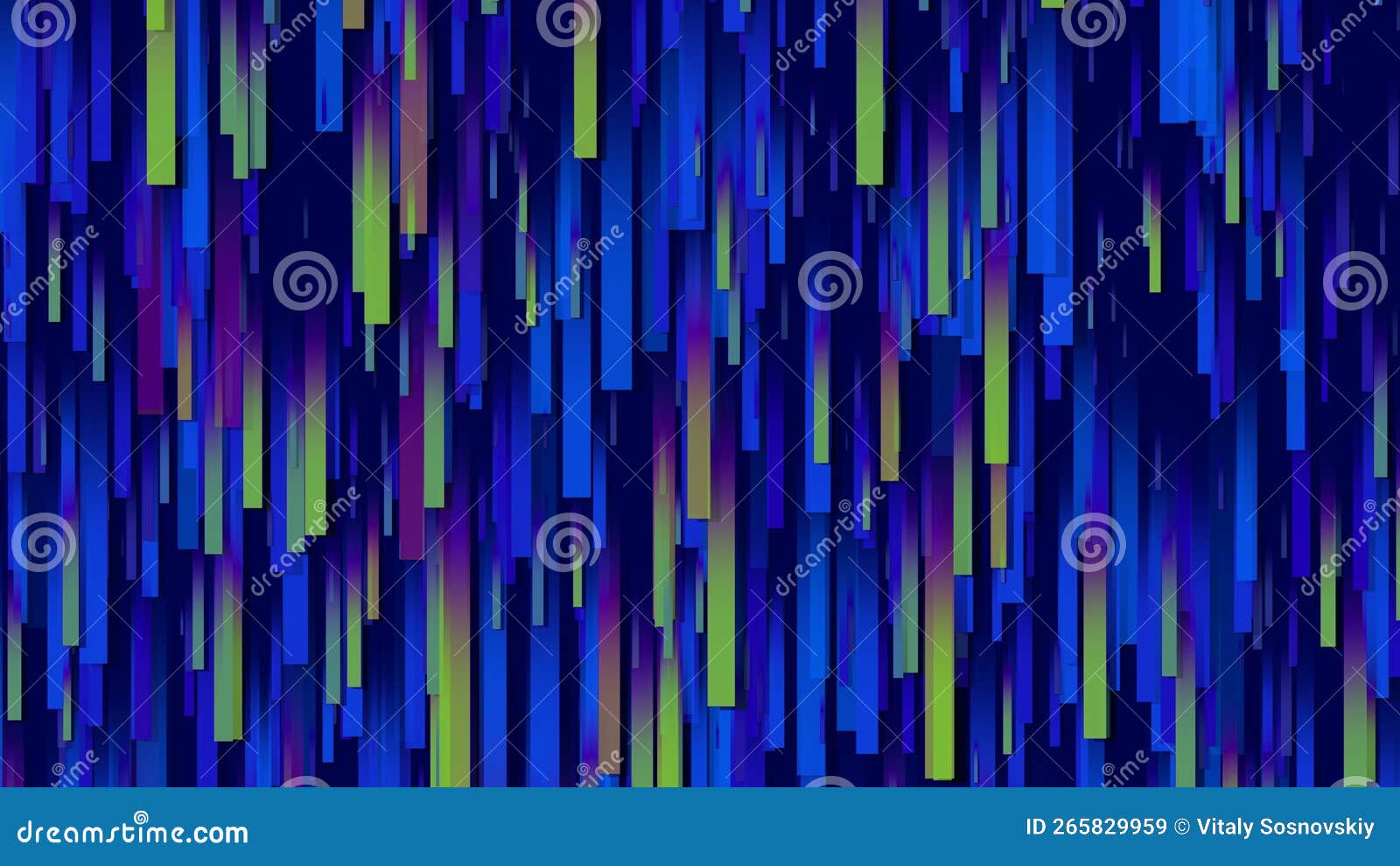 3D Rendering of an Array of Stripes. Stripes of Different Sizes in ...