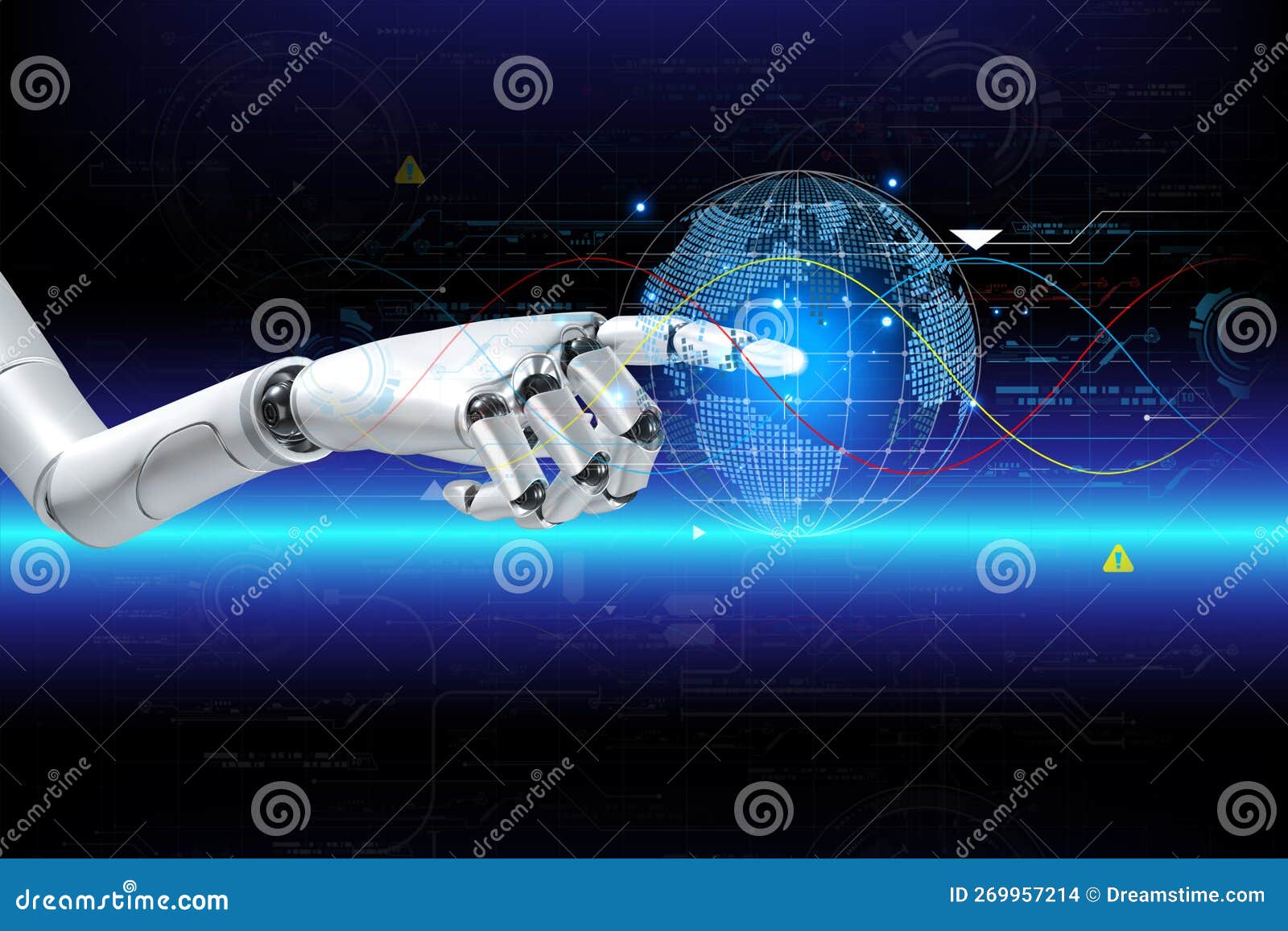 3D Rendering. Artificial Intelligence,AI Research of Robot and Cyborg ...