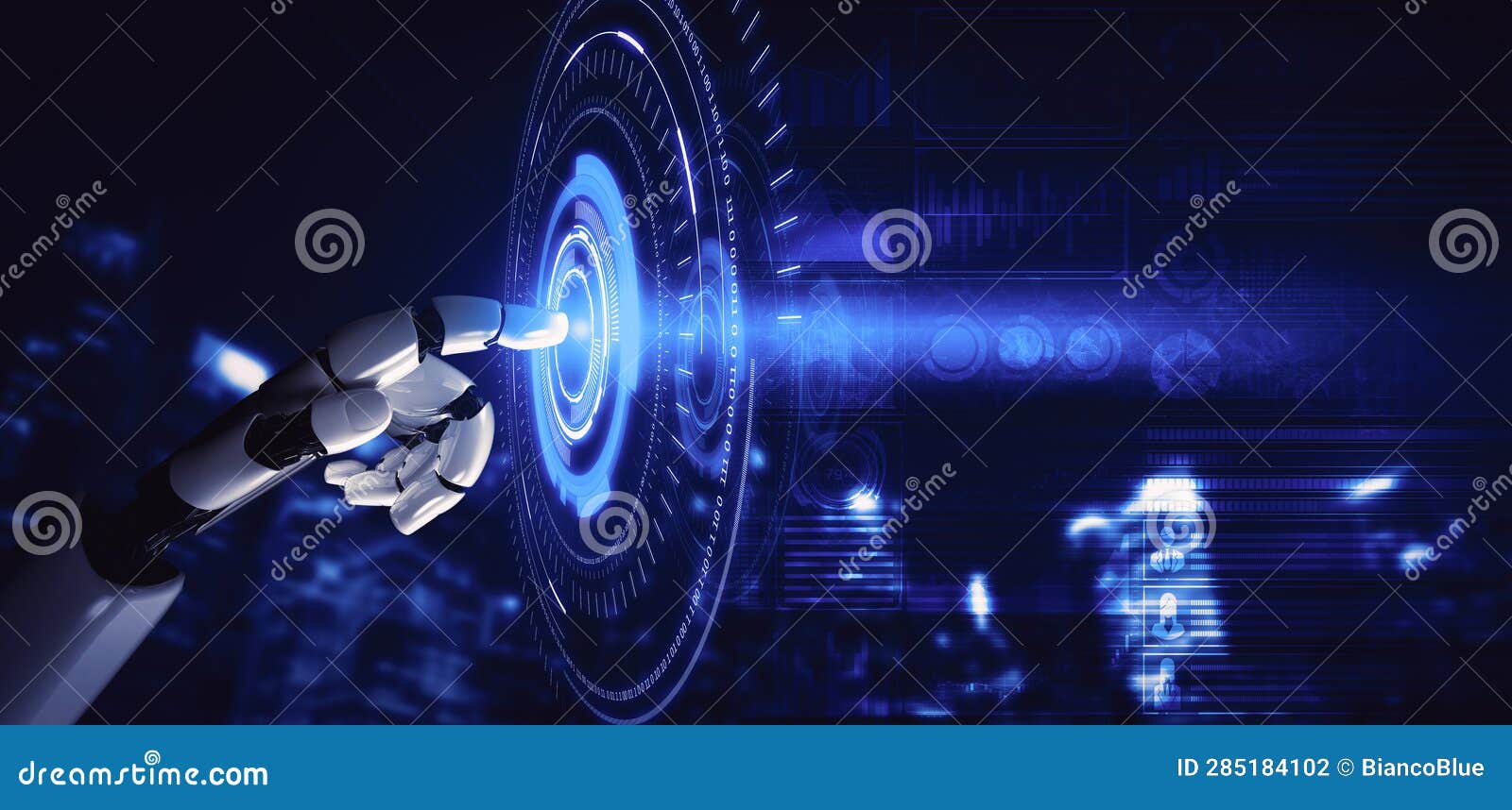 Future Artificial Intelligence Robot and Cyborg. 3D Illustration. Stock ...