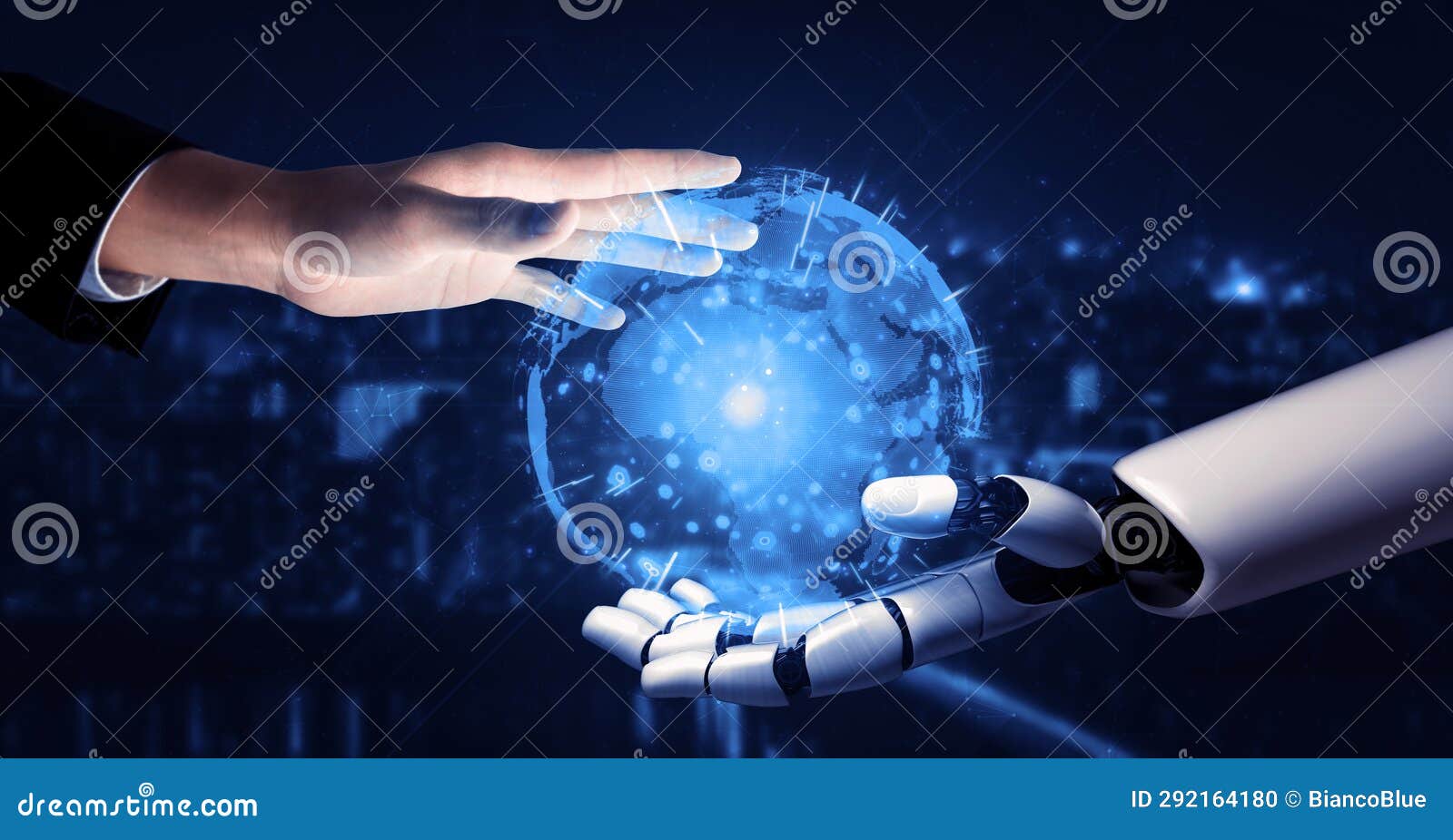 Future Artificial Intelligence Robot and Cyborg. 3D Illustration. Stock ...