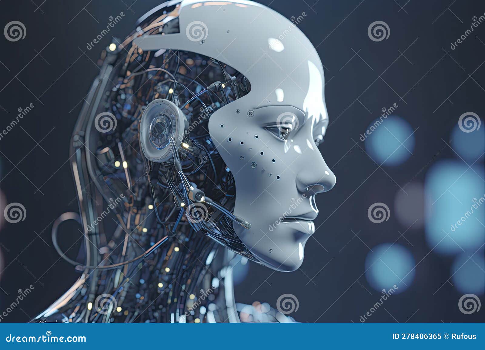 3D Rendering Artificial Intelligence AI Research of Robot and Cyborg ...