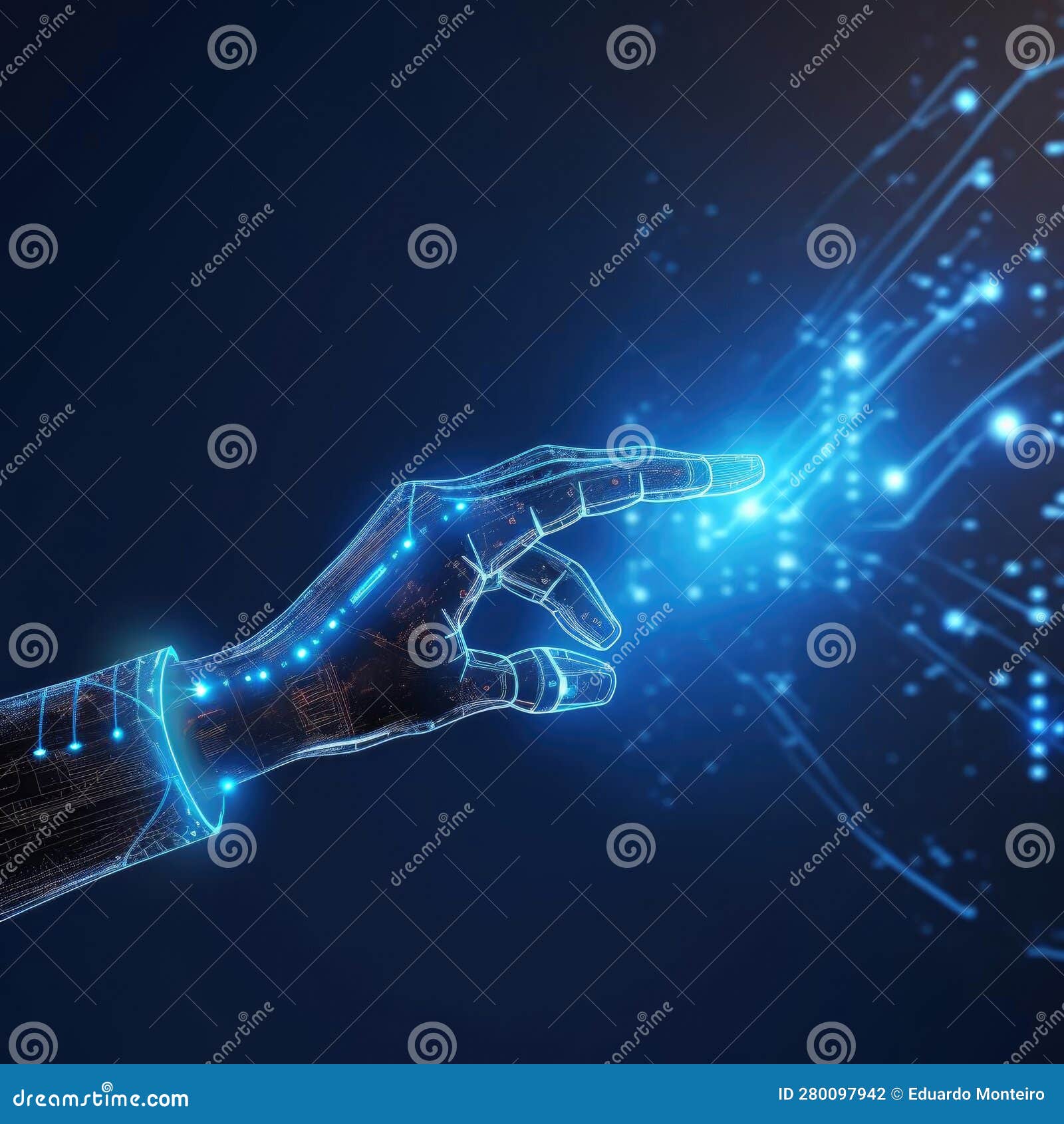 3d Rendering Artificial Intelligence AI Robot Hand with Circuit Board ...