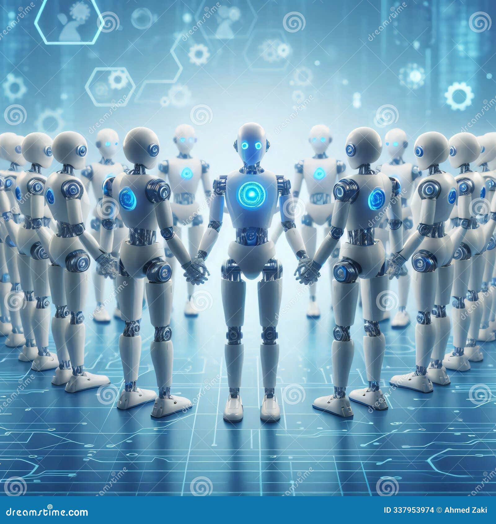 3D Rendering Artificial Intelligence AI Teamwork Stock Illustration ...