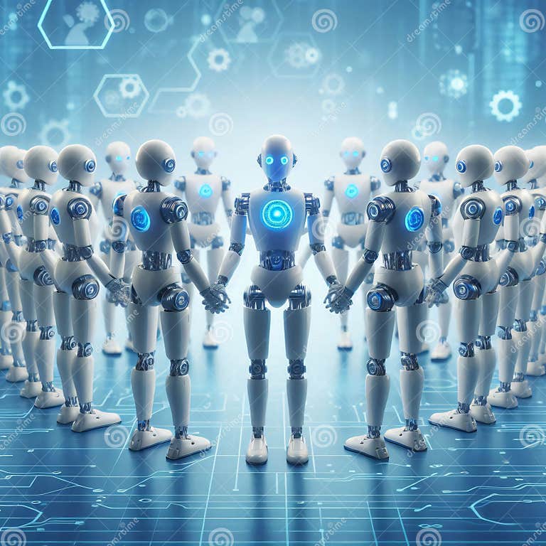 3D Rendering Artificial Intelligence AI Teamwork Stock Illustration ...