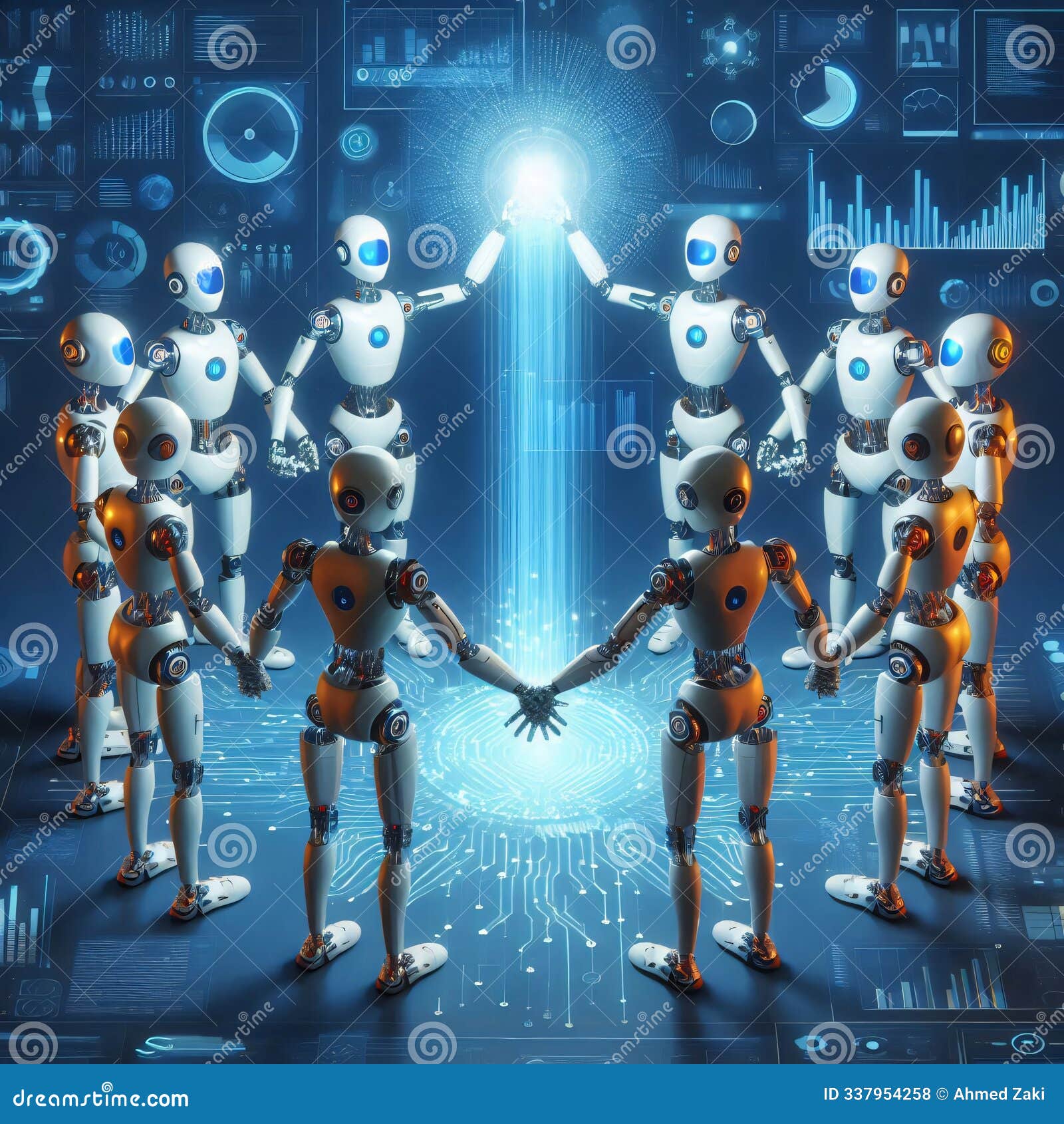 3D Rendering Artificial Intelligence AI Teamwork Stock Illustration - Illustration of artificial ...