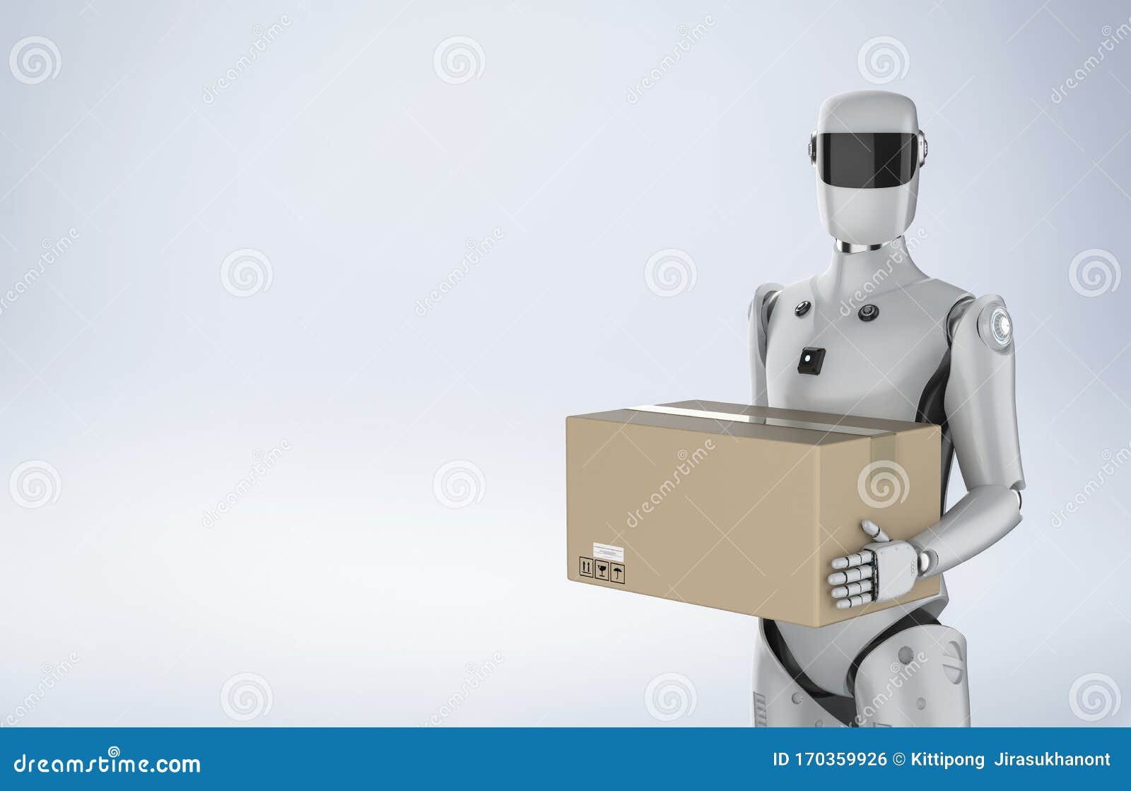 Artificial Intelligence Cyborg or Robot with Box Stock Illustration ...