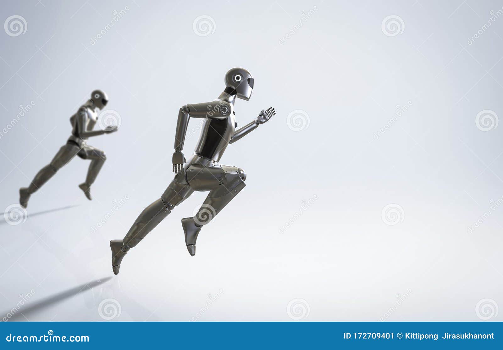 Artificial Intelligence Cyborg or Robot Run Stock Illustration ...