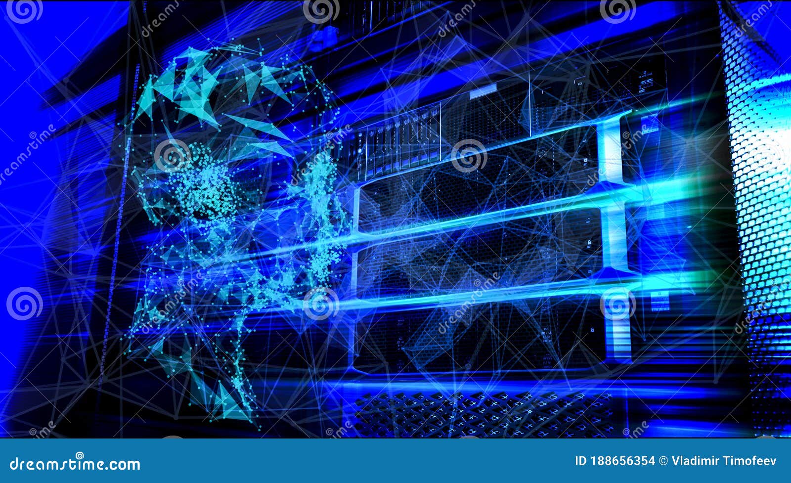 3d Rendering Artificial Intelligence Human Head Made of Plexus ...
