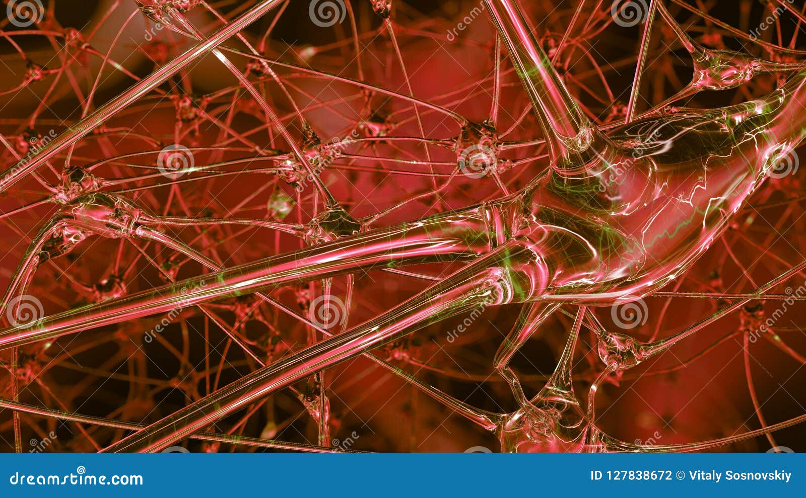 3D Rendering of Artificial Intelligence. Networks of Artificial Nerve Cells and Synapses Stock ...
