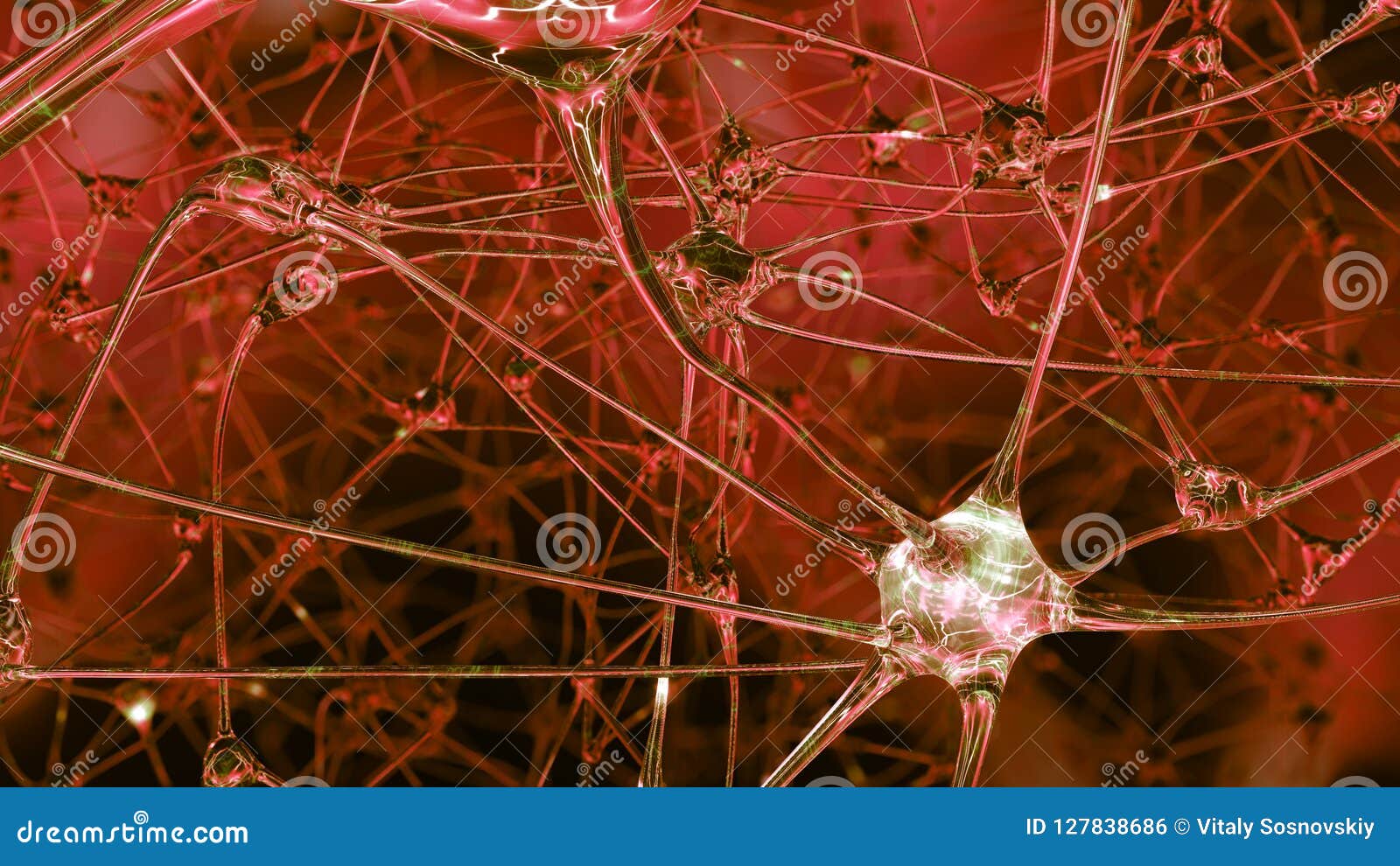 3D Rendering of Artificial Intelligence. Networks of Artificial Nerve Cells and Synapses Stock ...