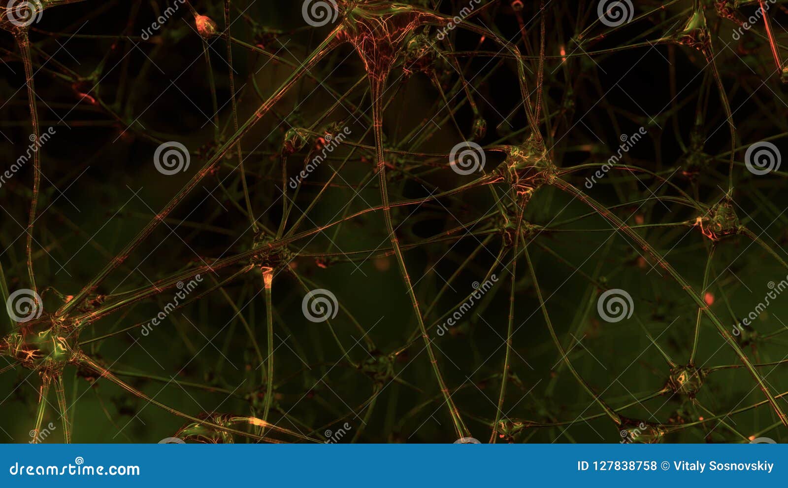3D Rendering of Artificial Intelligence. Networks of Artificial Nerve Cells and Synapses Stock ...
