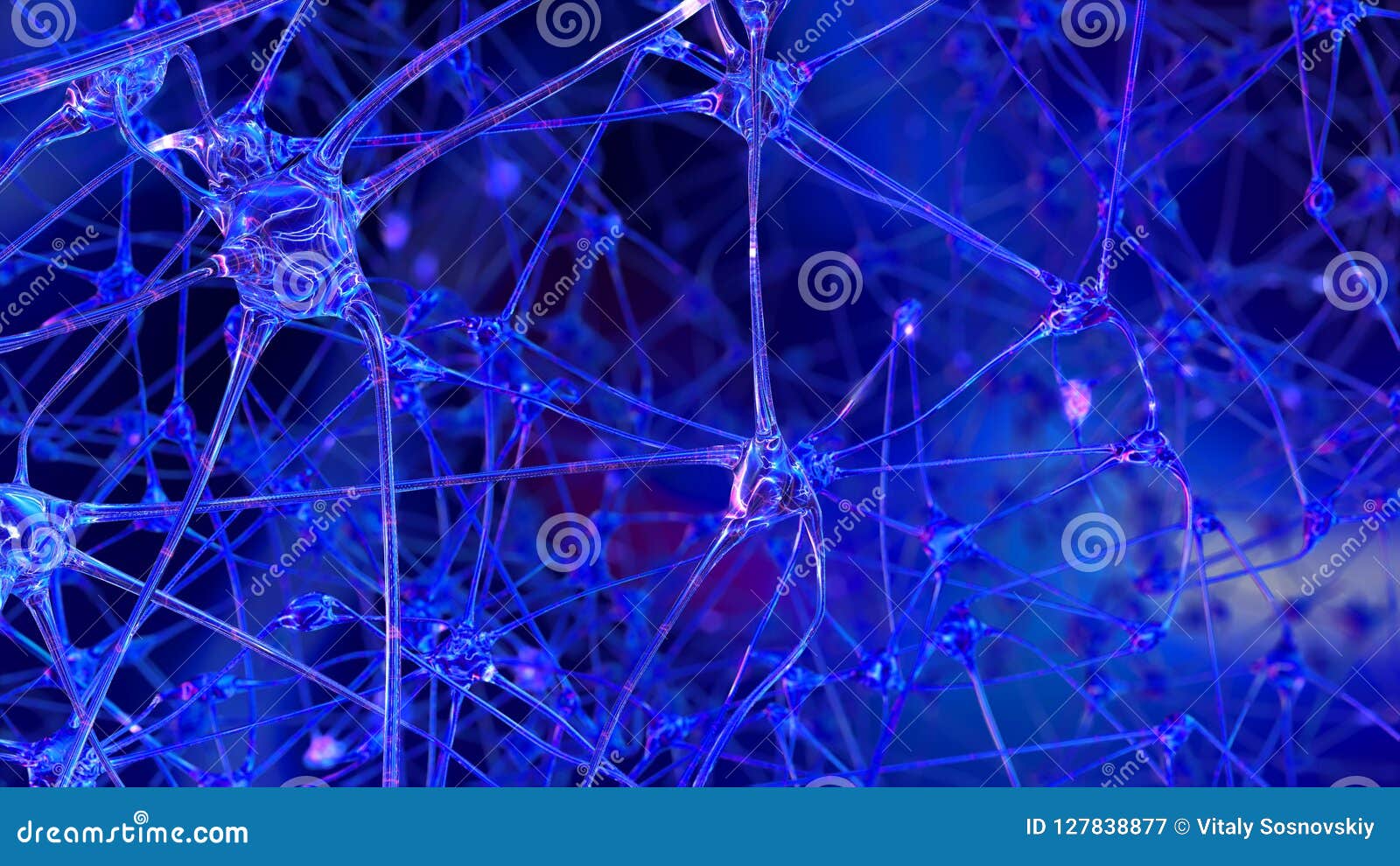 3D Rendering of Artificial Intelligence. Networks of Artificial Nerve Cells and Synapses Stock ...