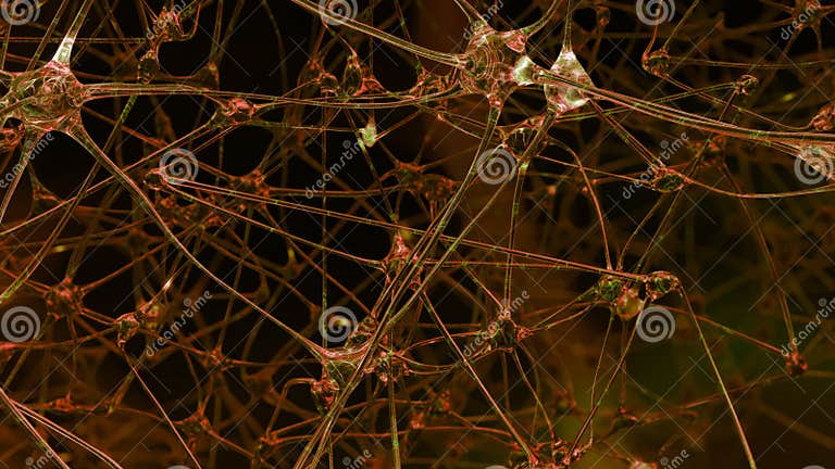 3D Rendering of Artificial Intelligence. Networks of Artificial Nerve Cells and Synapses Stock ...