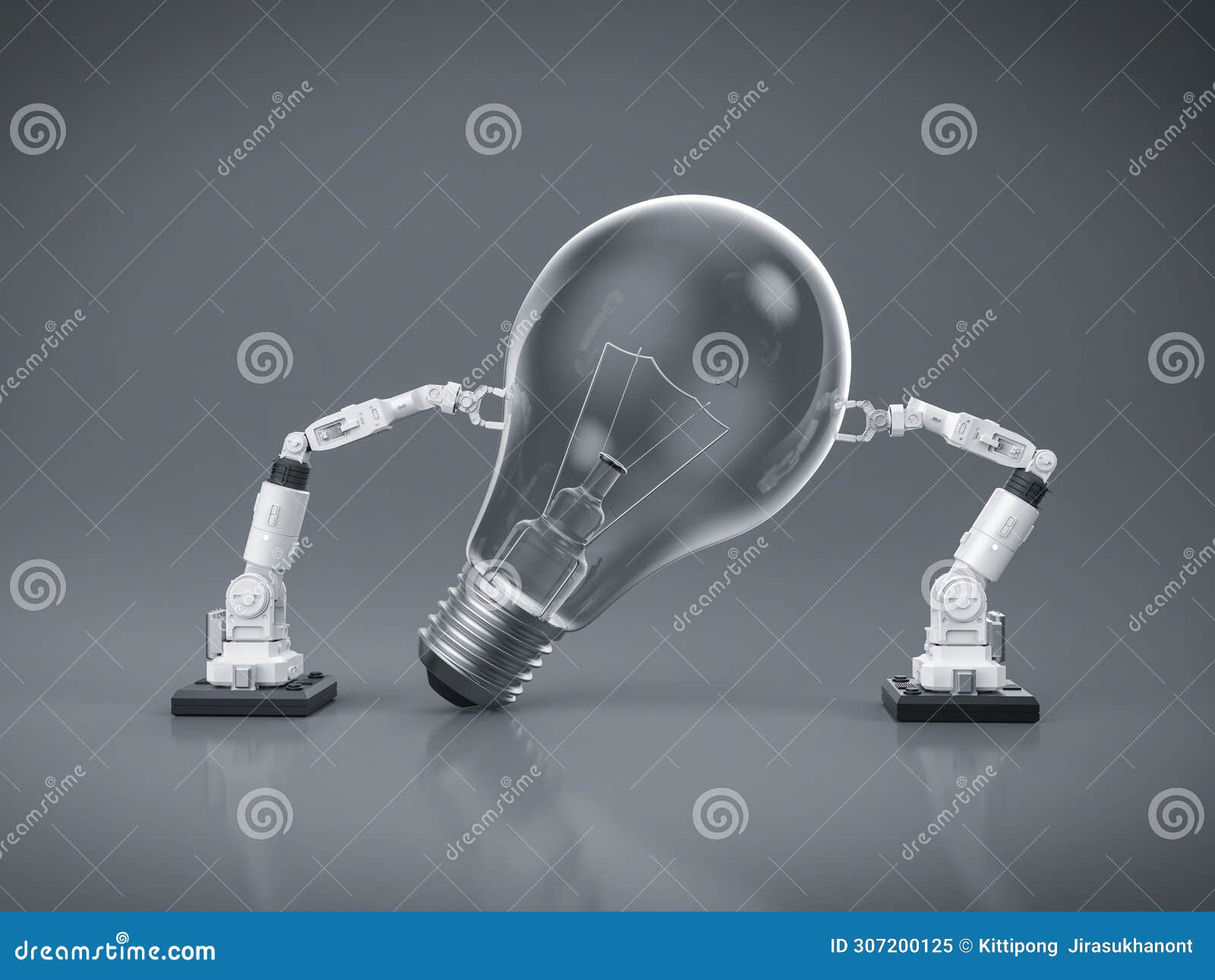 Ai Robotic Arms with Idea Light Bulb Stock Illustration - Illustration ...