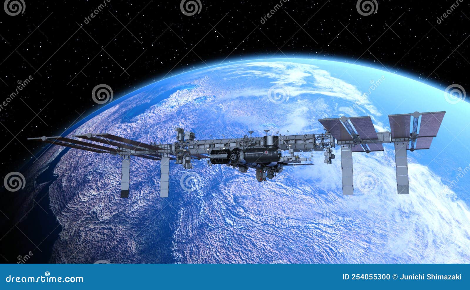 3D Rendering of the Artificial Satellite and the Earth Stock ...