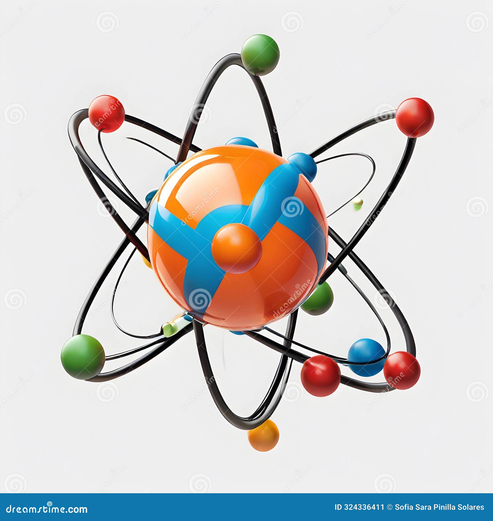 3D Rendering Of An Atom Atomic Structure With Protons Neutrons And Electrons In A Dynamic And ...