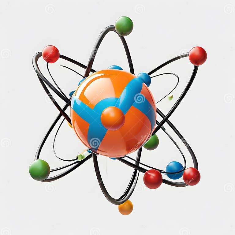 3D Rendering of an Atom Atomic Structure with Protons Neutrons and ...