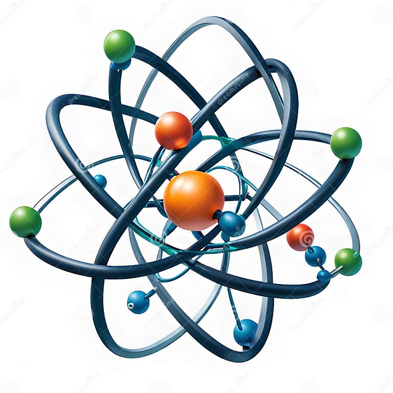 3D Rendering of an Atom Atomic Structure with Protons Neutrons and ...