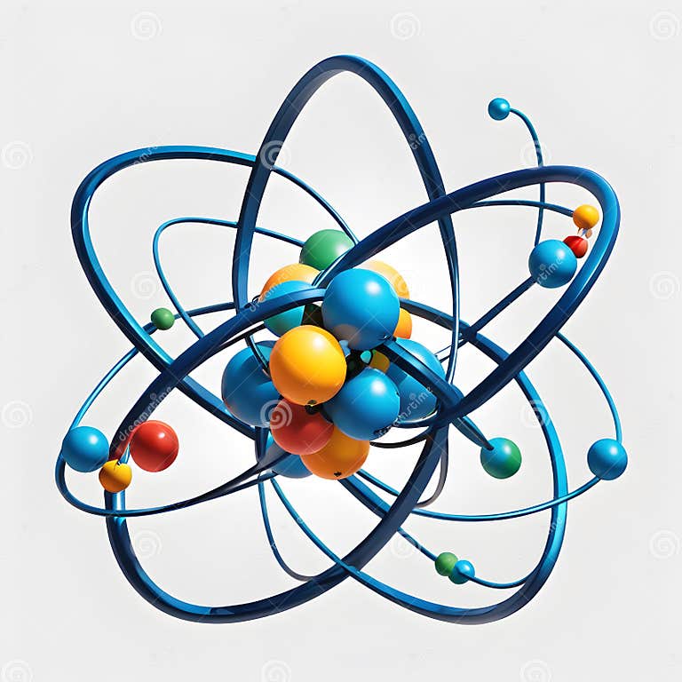 3D Rendering of an Atom Atomic Structure with Protons Neutrons and ...