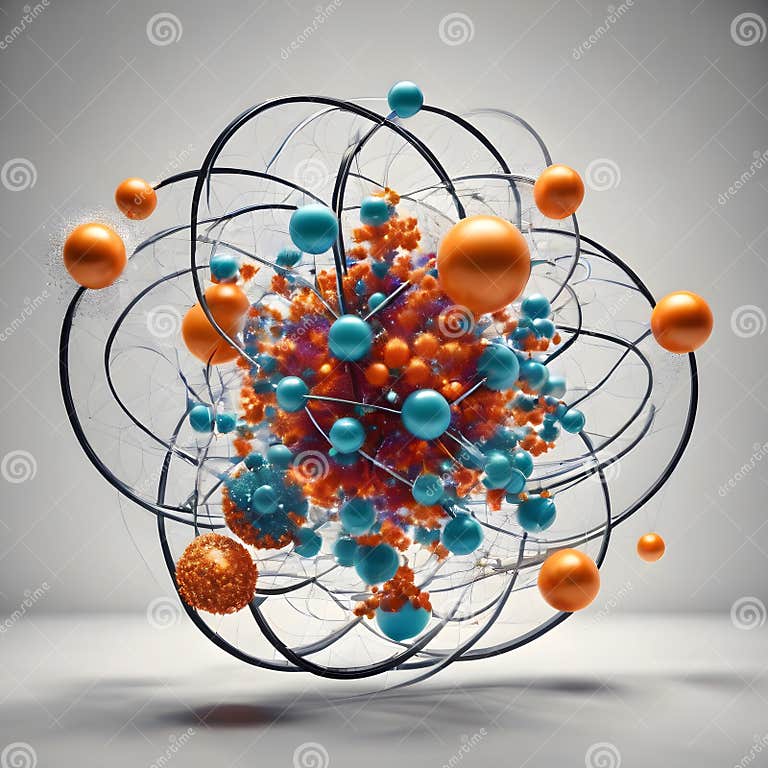 3D Rendering of an Atom Atomic Structure with Protons Neutrons and ...