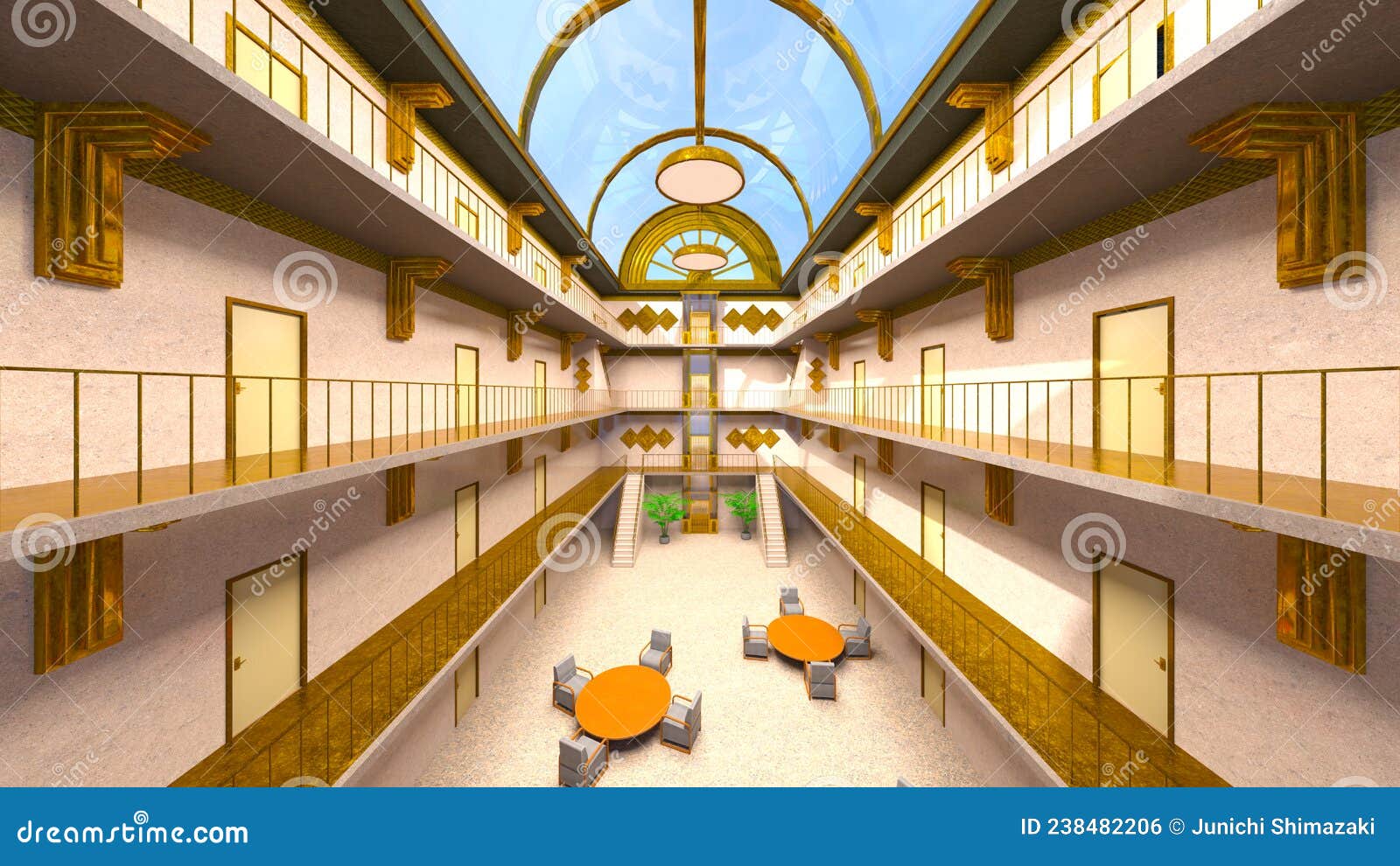 3D Rendering of the Atrium Square Stock Illustration - Illustration of ...