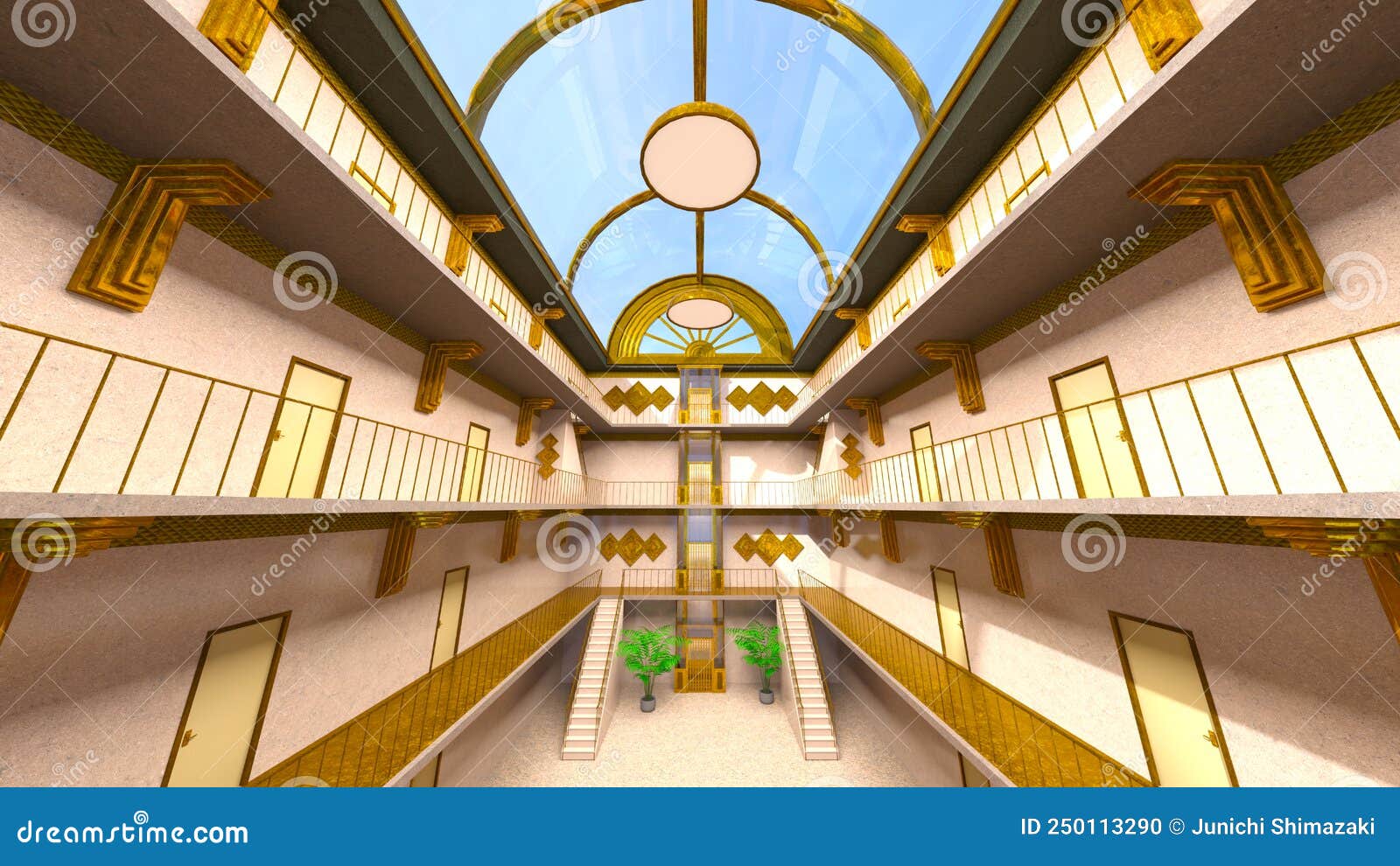 3D Rendering of the Atrium Square Stock Illustration - Illustration of ...