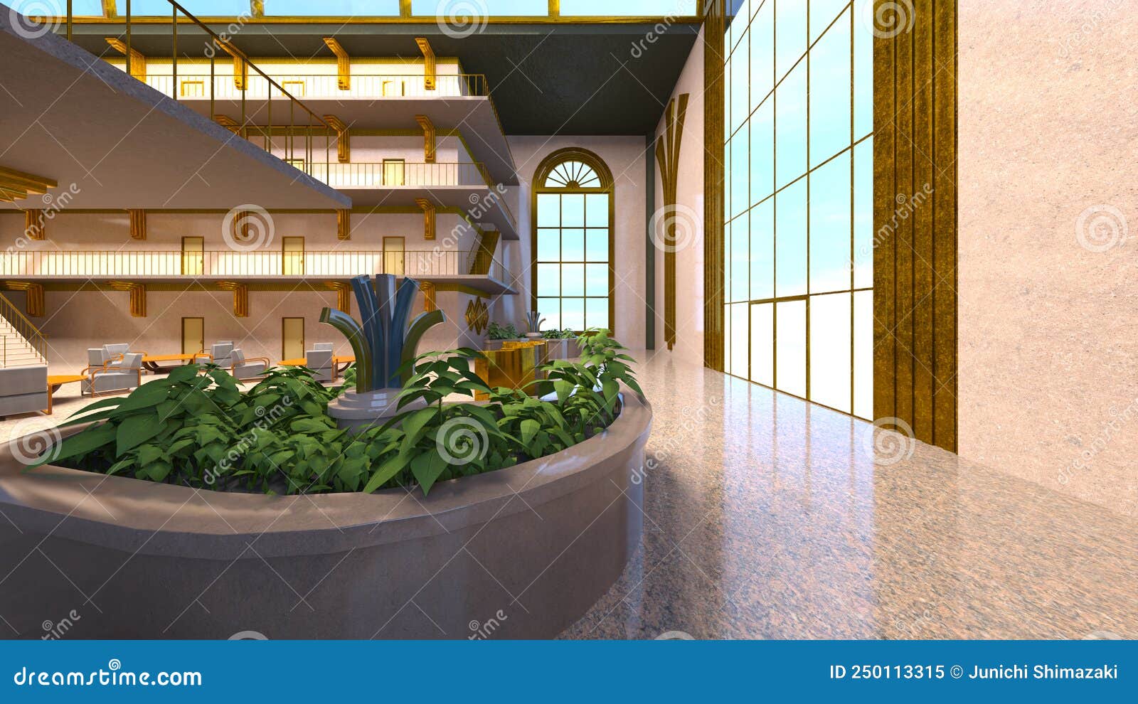 3D Rendering of the Atrium Square Stock Illustration - Illustration of ...