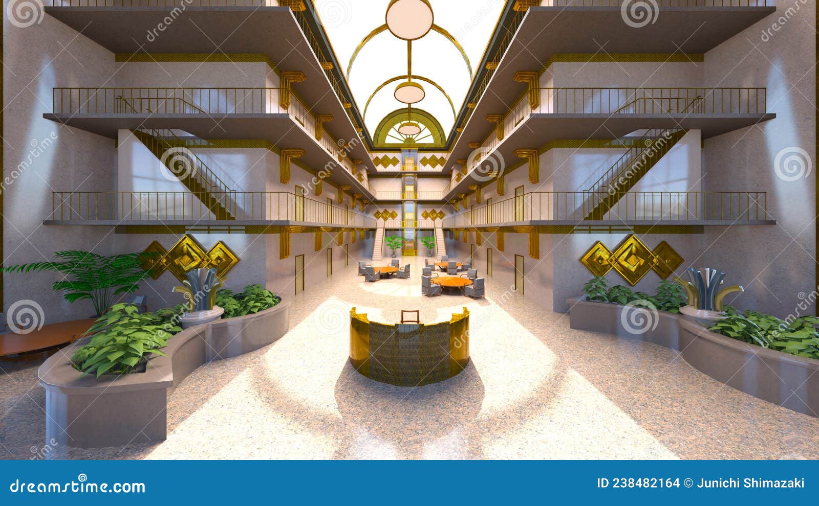 3D Rendering of the Atrium Square Stock Illustration - Illustration of ...
