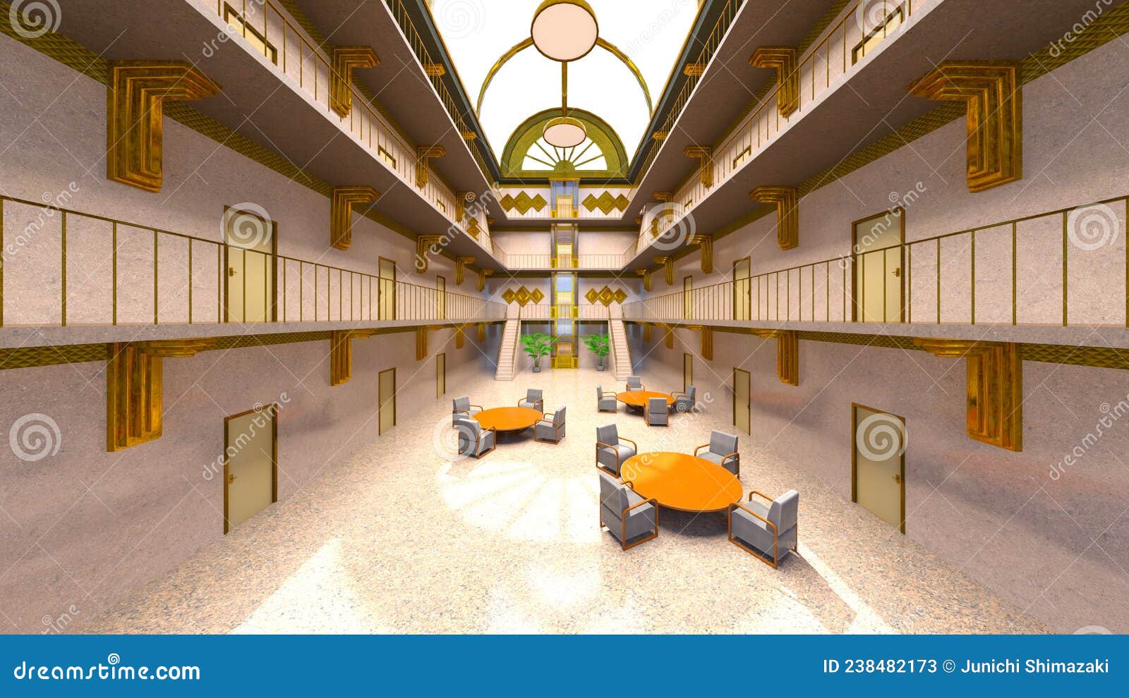 3D Rendering of the Atrium Square Stock Illustration - Illustration of ...