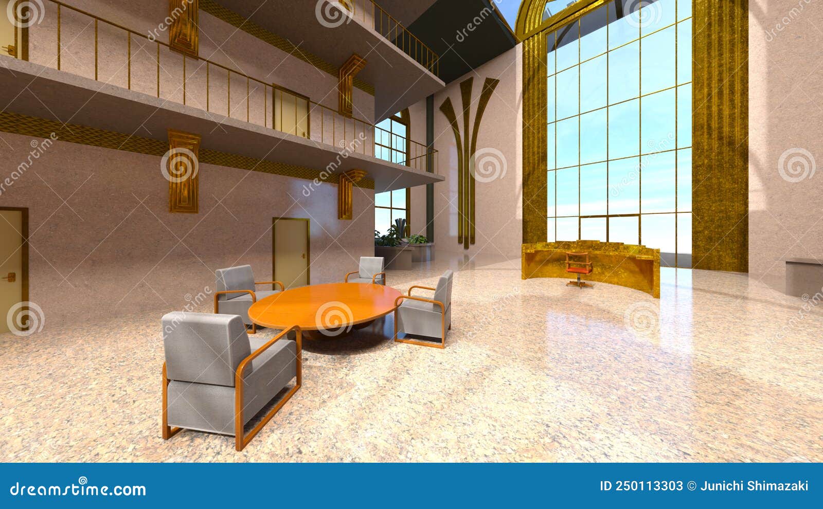 3D Rendering of the Atrium Square Stock Illustration - Illustration of ...