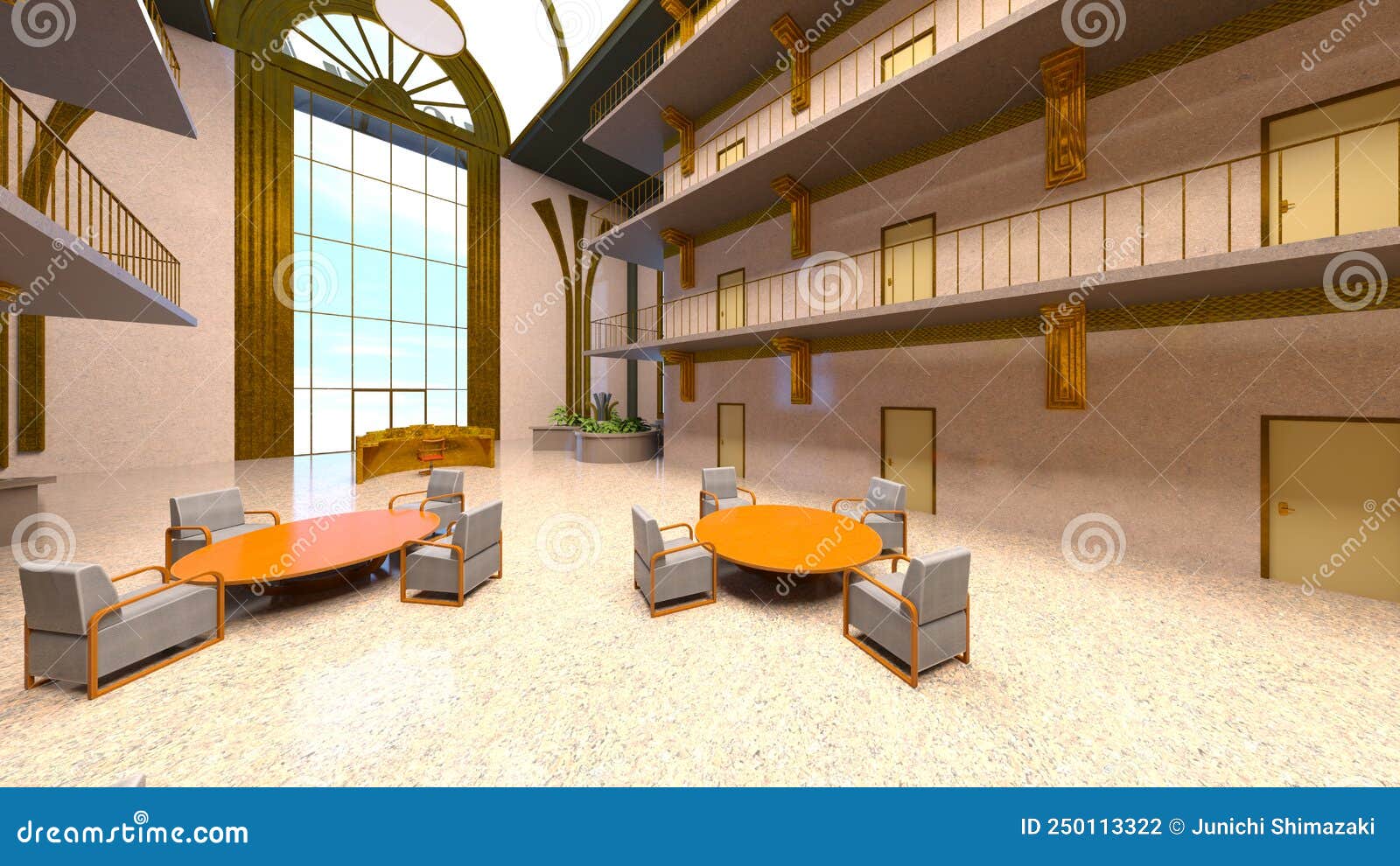3D Rendering of the Atrium Square Stock Illustration - Illustration of ...