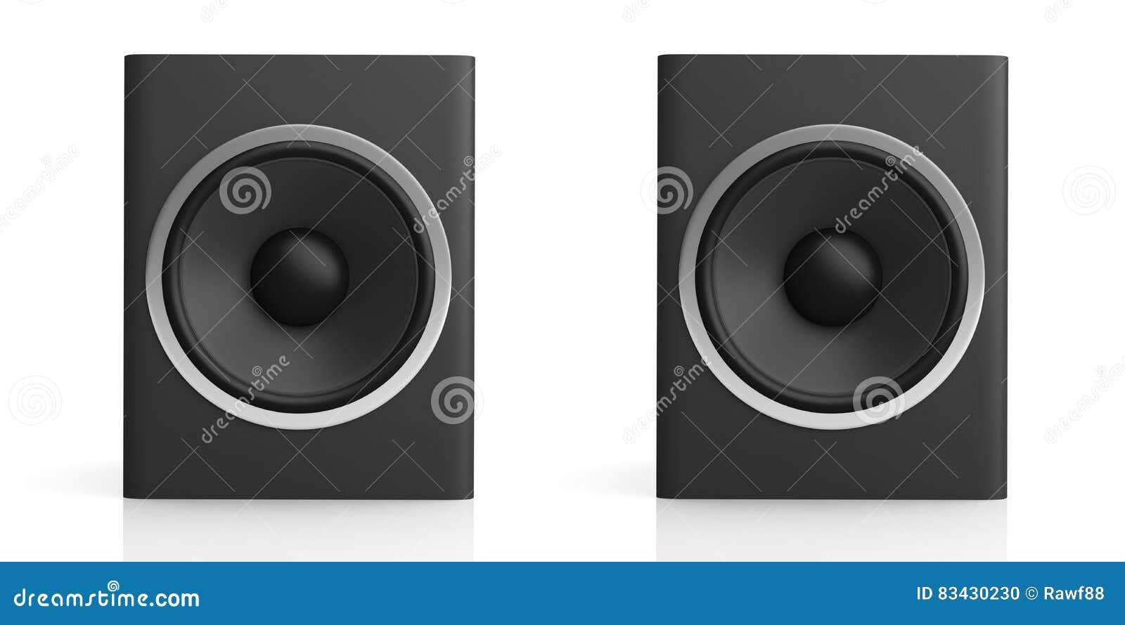 3d Rendering Audio Speaker Boxes on White Background Stock Illustration ...