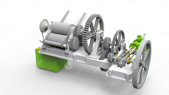 3D Rendering - Automated Packaging Mechanical Assembly Line Stock ...