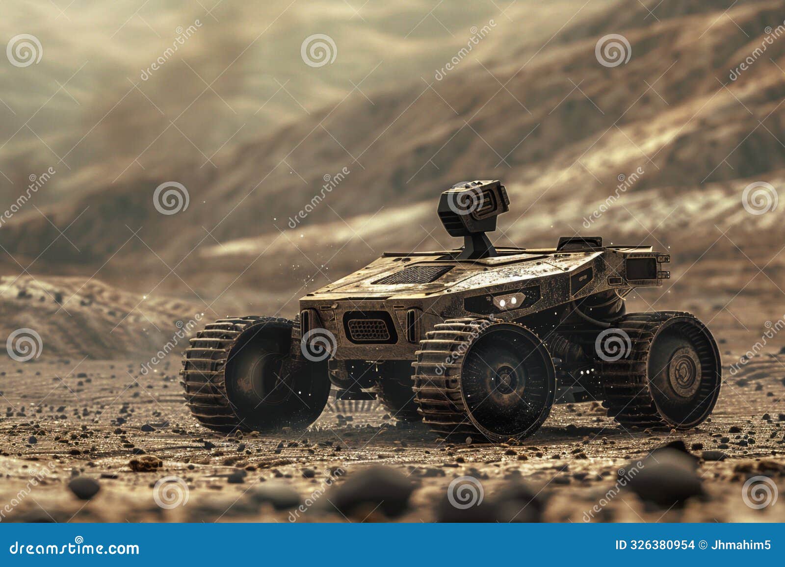 A 3D Rendering of an Autonomous Robotic Tank Navigating through a ...