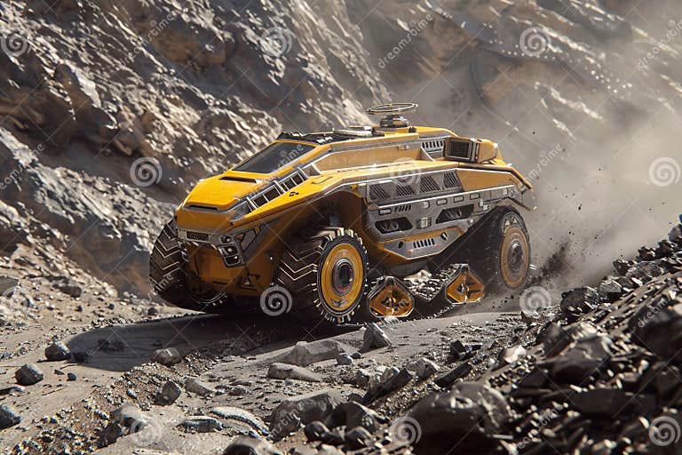 A 3D Rendering of an Autonomous Robotic Tank Navigating through a ...