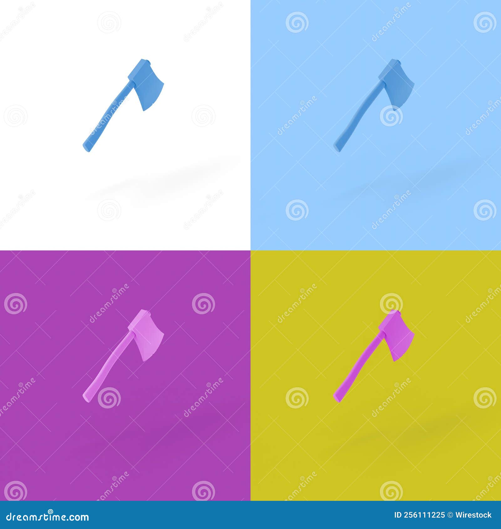 3D Rendering of Axe Instrument Isolated in Different Colors Stock ...