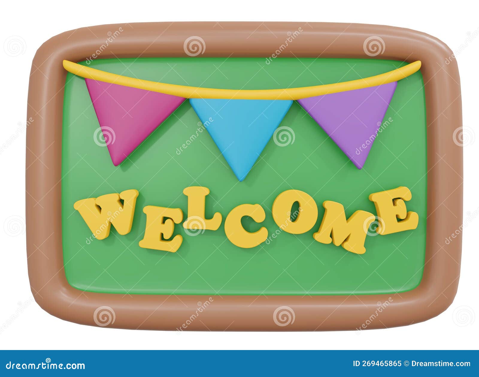 3D Rendering Back To School Board with Welcome Text Cartoon Style ...
