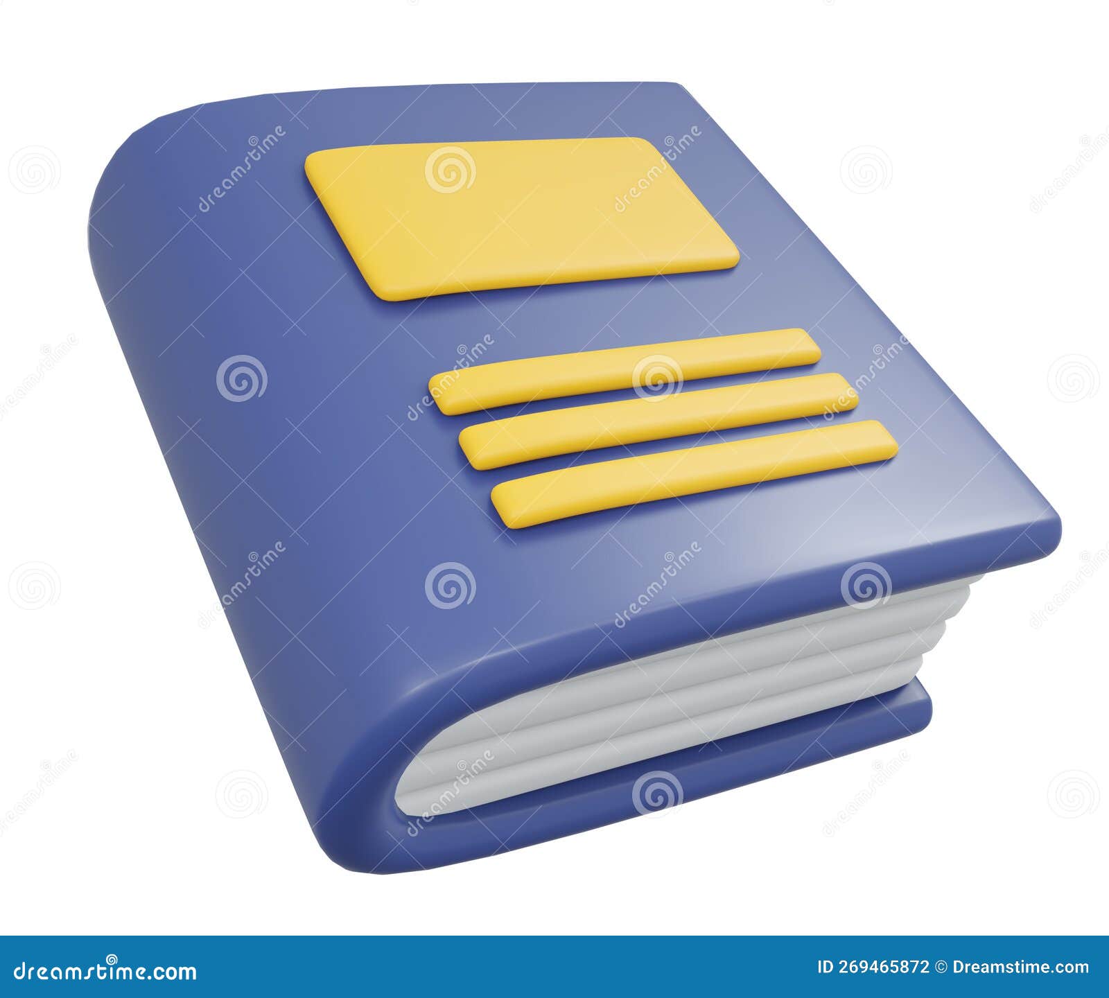 3D Rendering Back To School Book Cartoon Style. Stock Illustration ...