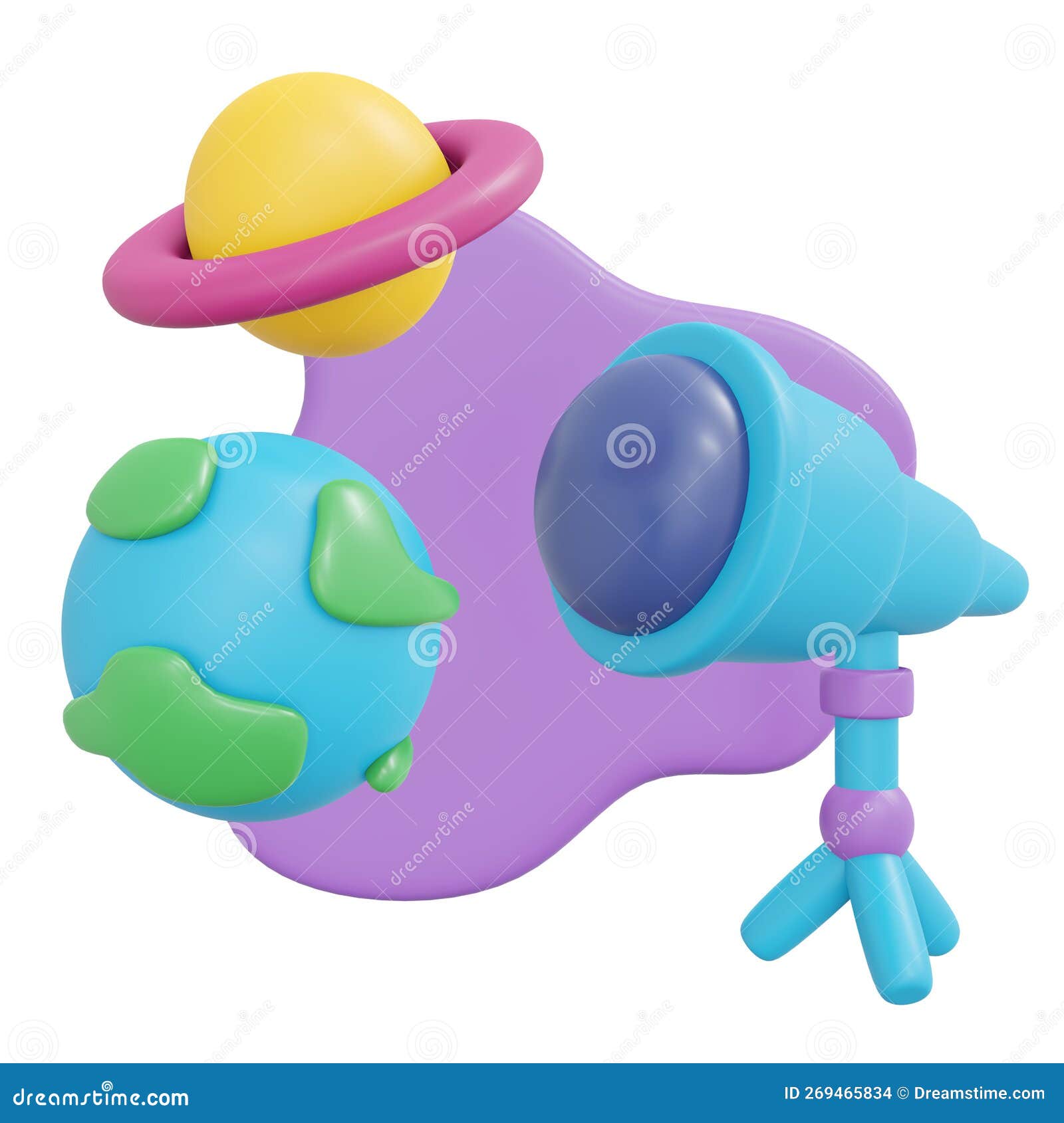 3D Rendering Back To School Science Astronomy Study Cartoon Style Stock ...