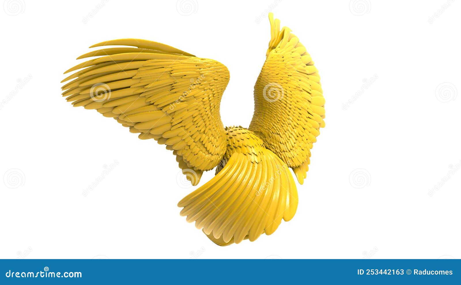 3D Rendering - Back View of a Golden Eagle Statuette Stock Illustration ...