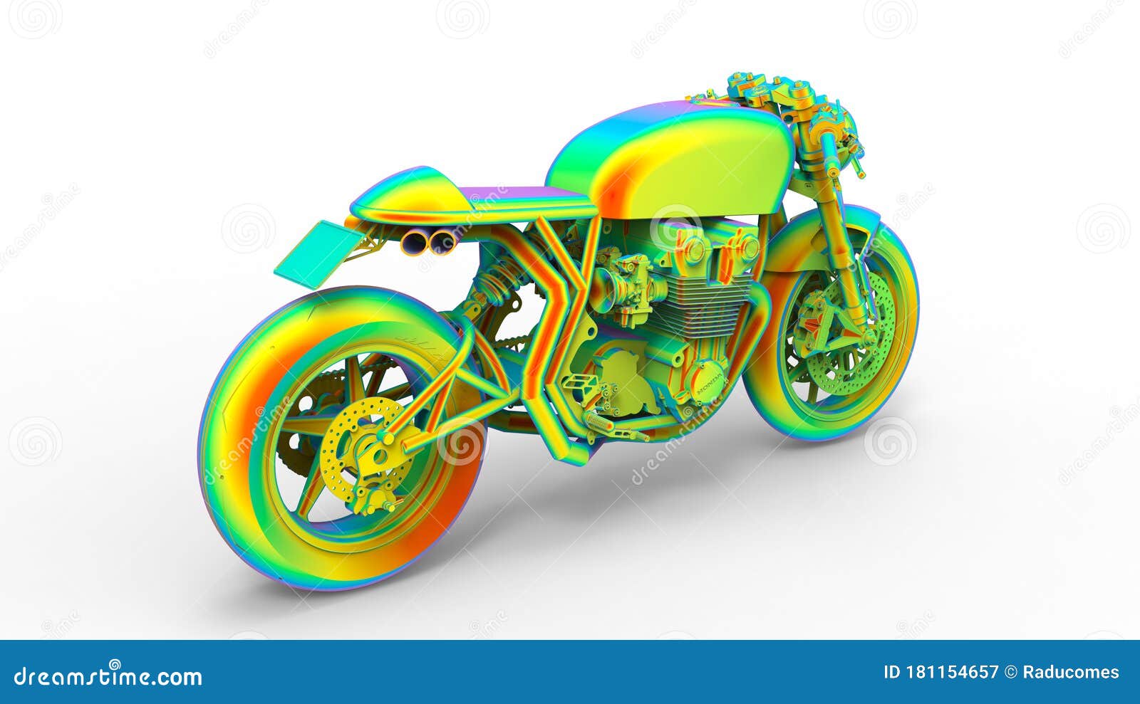 3D Rendering - Back View of a Structural Analysis of a Bike Stock ...