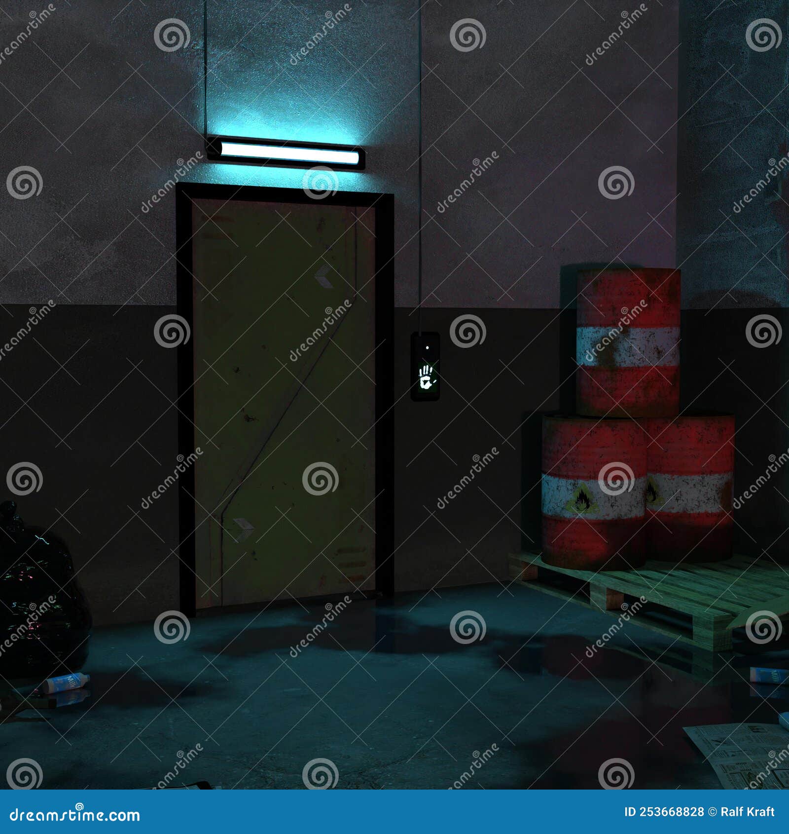 3d-illustration of an Empty and Scary Futuristic Hallway Stock ...