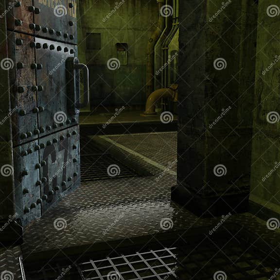 3d-illustration of an Empty and Scary Sewer for Background Usage Stock ...