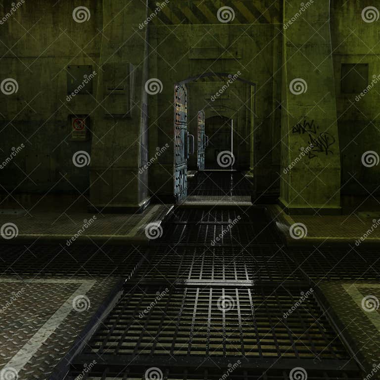 3d-illustration of an Empty and Scary Sewer for Background Usage Stock ...