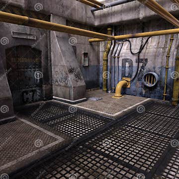 3d-illustration of an Empty and Scary Sewer for Background Usage Stock ...