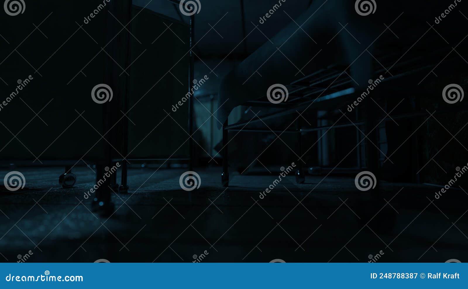 3d-illustration of an Empty and Scary Hospital Room Stock Illustration ...