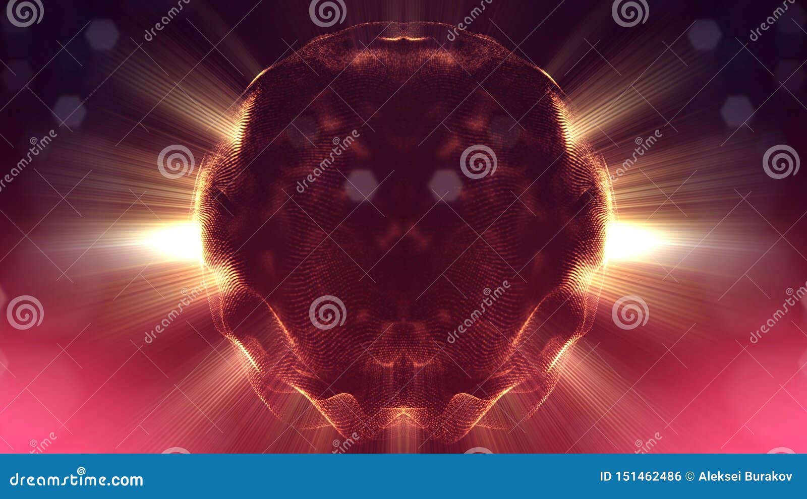 3d Rendering Background Of Glowing Particles With Depth Of Field Bokeh Microworld Or Sci Fi